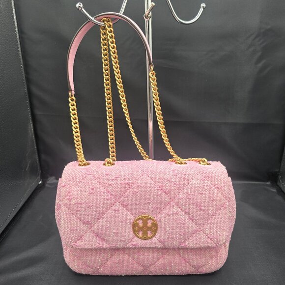 Tory Burch | Bags | Tory Burch Willa Tweed Small Shoulder Bag Pink ...